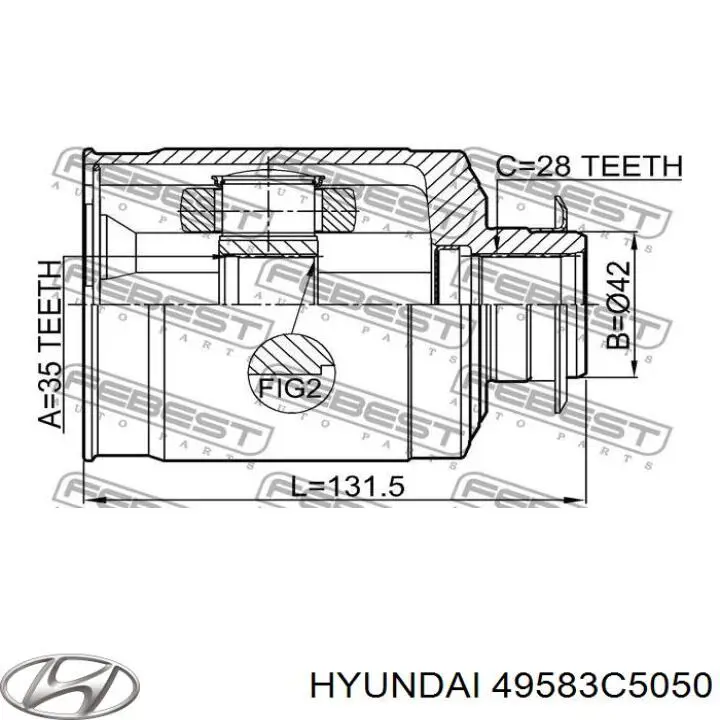 49583C5050 Hyundai/Kia Пыльник ШРУСа передней полуоси внутренний правый