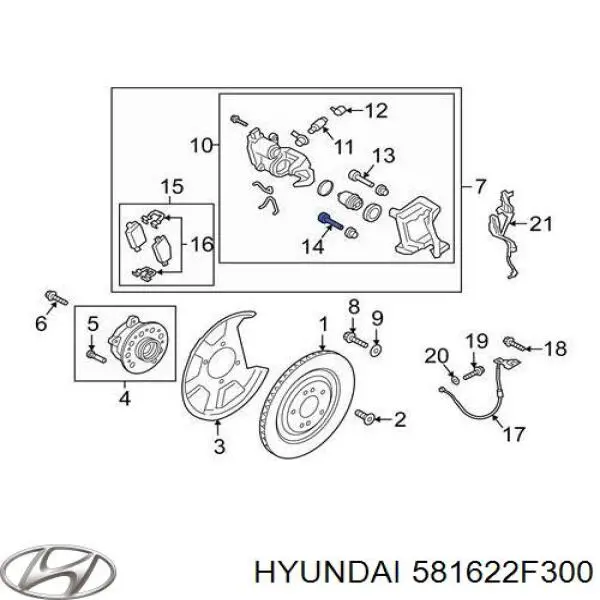 581622F300 Hyundai/Kia направляющая суппорта переднего верхняя