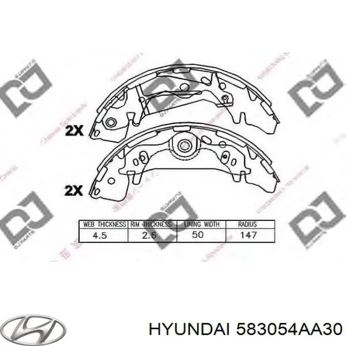 583054AA30 Hyundai/Kia колодки тормозные задние, барабанные