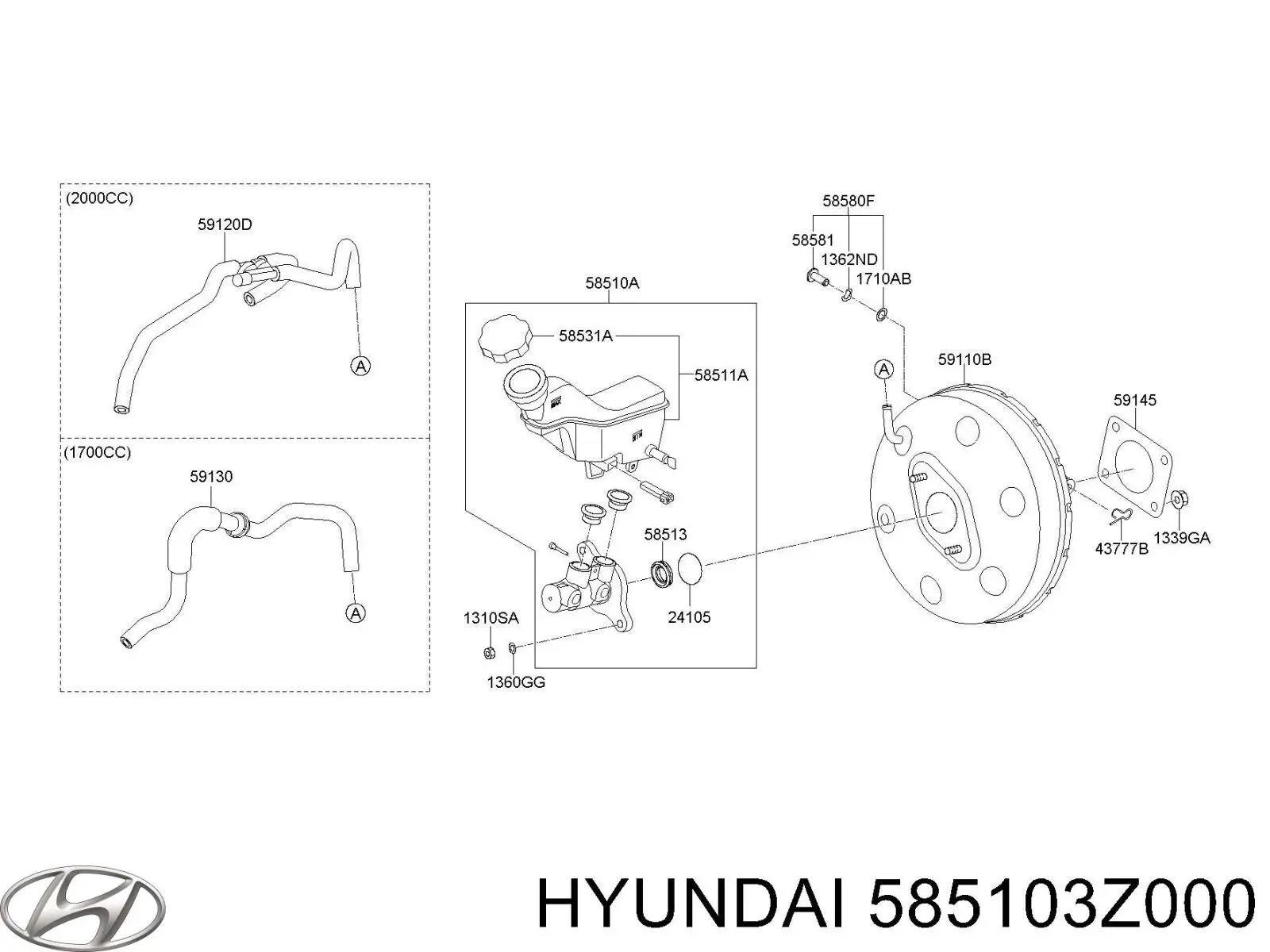 585103Z000 Hyundai/Kia цилиндр тормозной главный