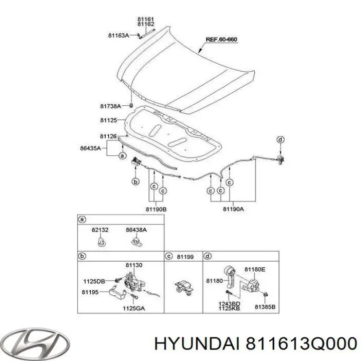 811613Q000 Hyundai/Kia Амортизатор капота левый