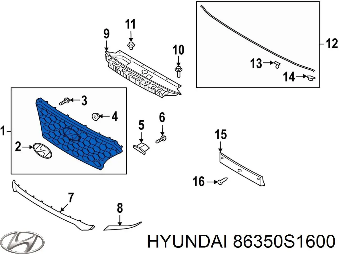 86350S1600 Hyundai/Kia решетка радиатора