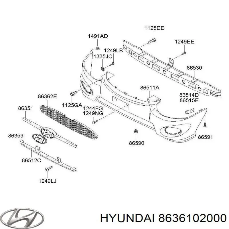 8636102000 Hyundai/Kia решетка радиатора
