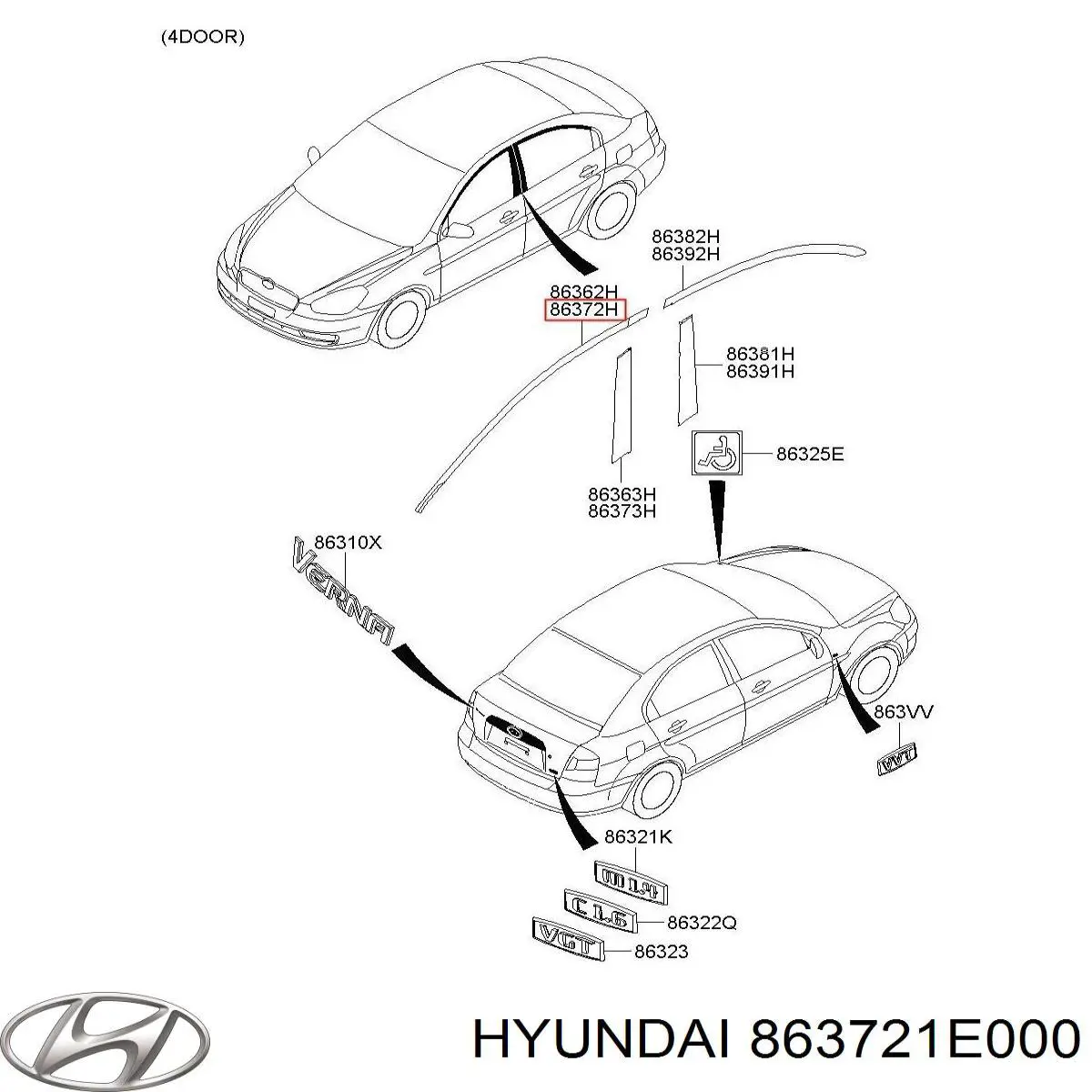 863721E000 Hyundai/Kia оракал двери