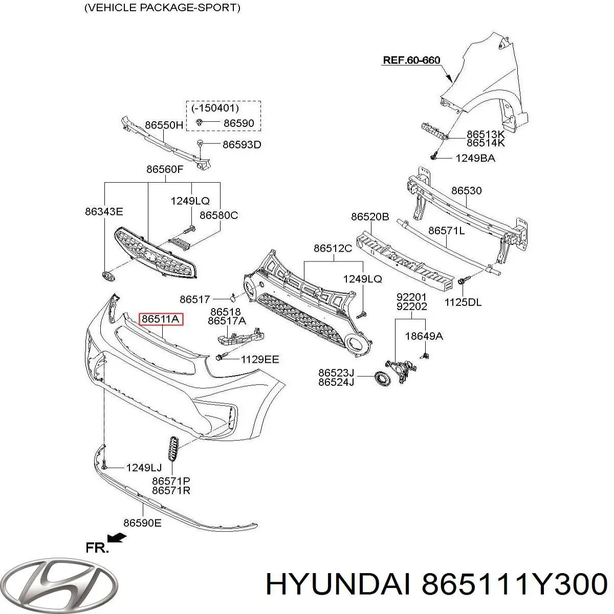 865111Y300 Hyundai/Kia Бампер передний