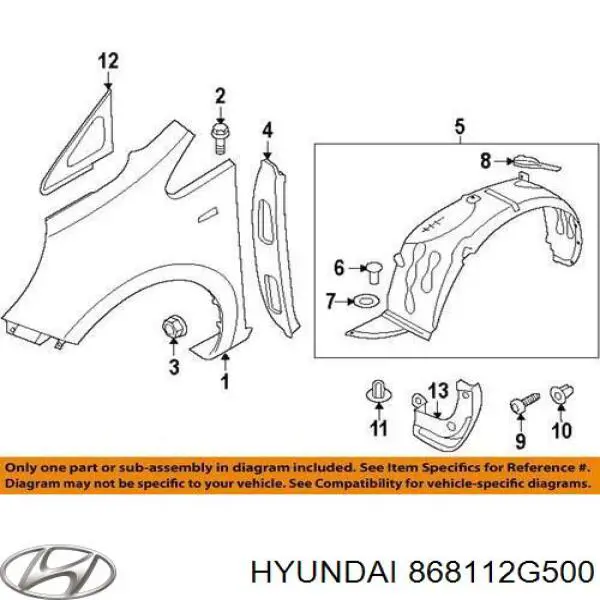 868112G500 Hyundai/Kia Подкрылок крыла переднего левый