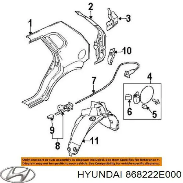868222E000 Hyundai/Kia подкрылок крыла заднего правый