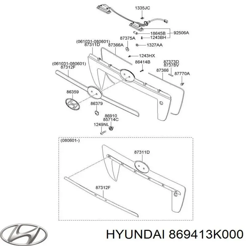 869413K000 Hyundai/Kia опора кронштейна номерного знака