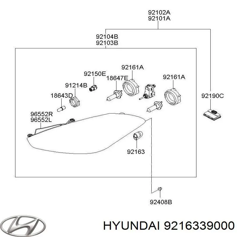 9216339000 Hyundai/Kia Крышка фары задняя