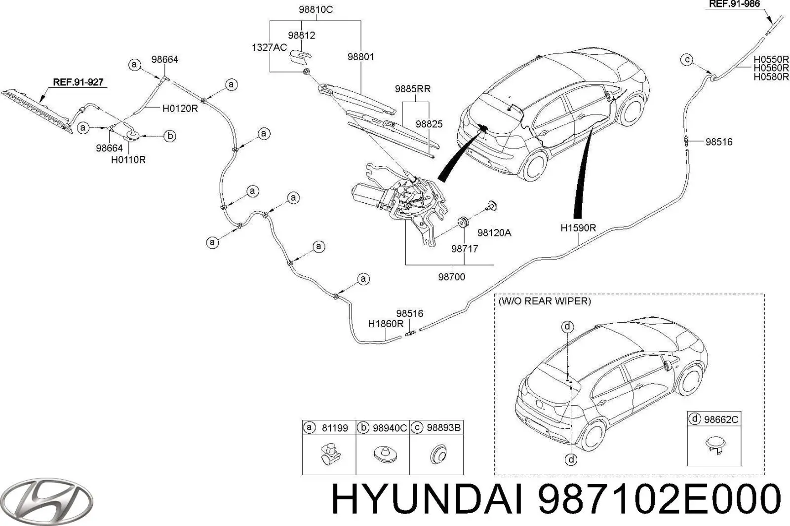 987102E000 Hyundai/Kia двигатель стеклоочистителя