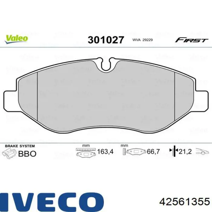 42561355 Iveco Колодки тормозные передние дисковые