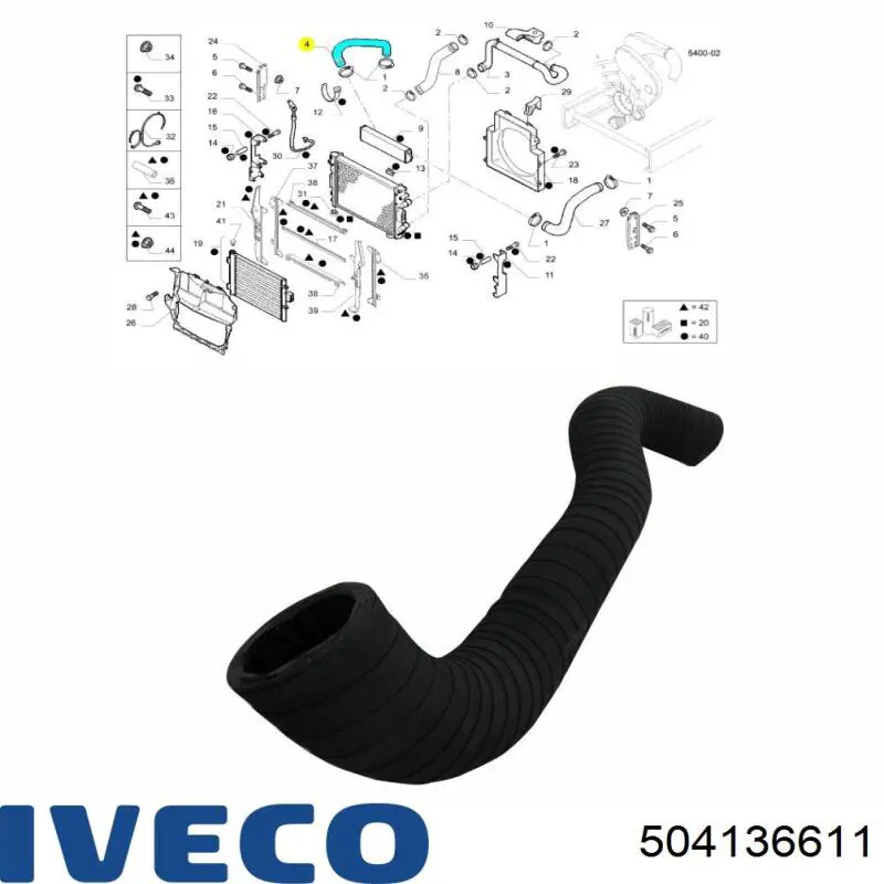 504136611 Iveco Шланг (патрубок) интеркуллера правый