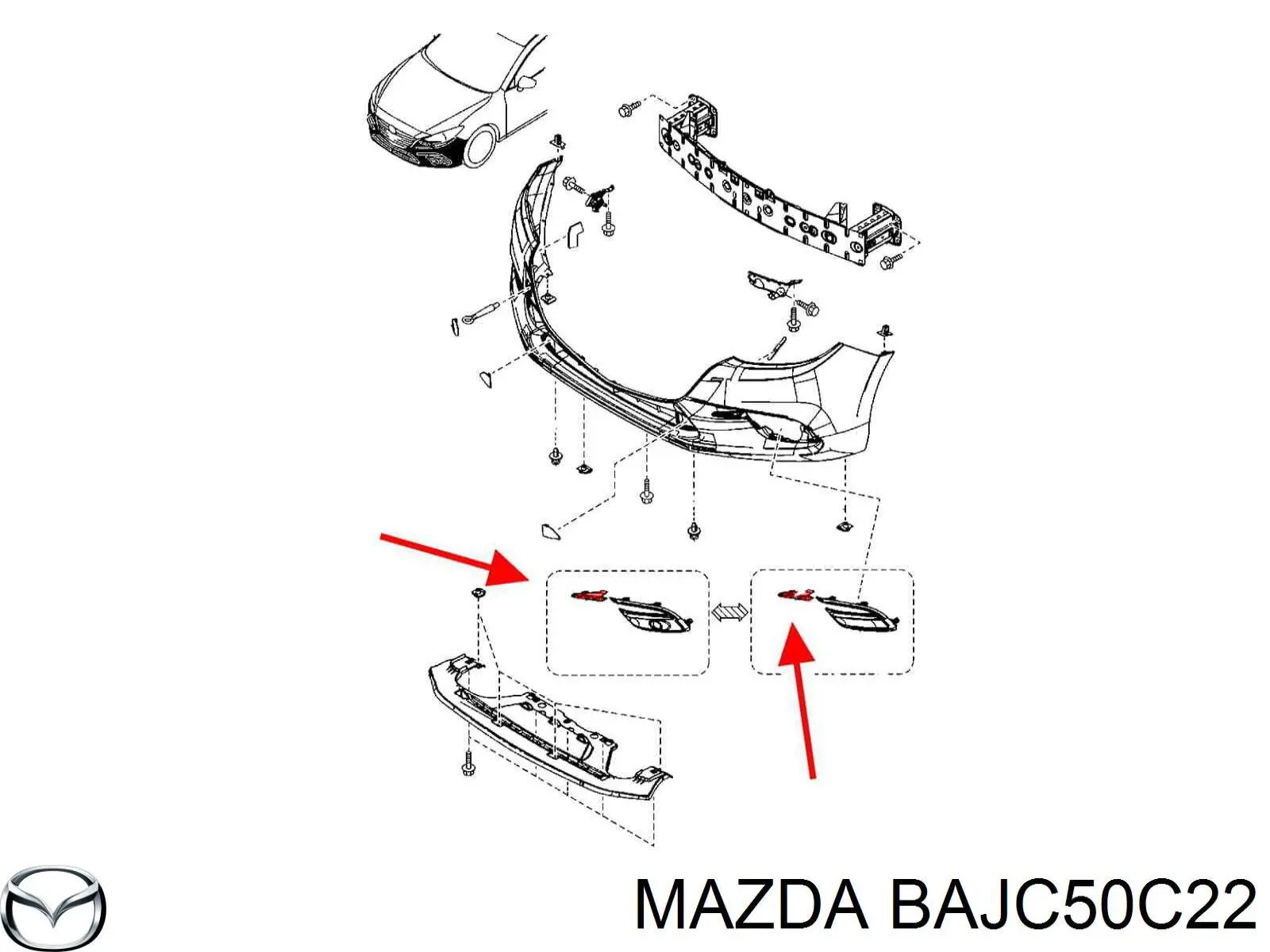 BAJC50C22 Mazda Ободок (окантовка) фары противотуманной левой