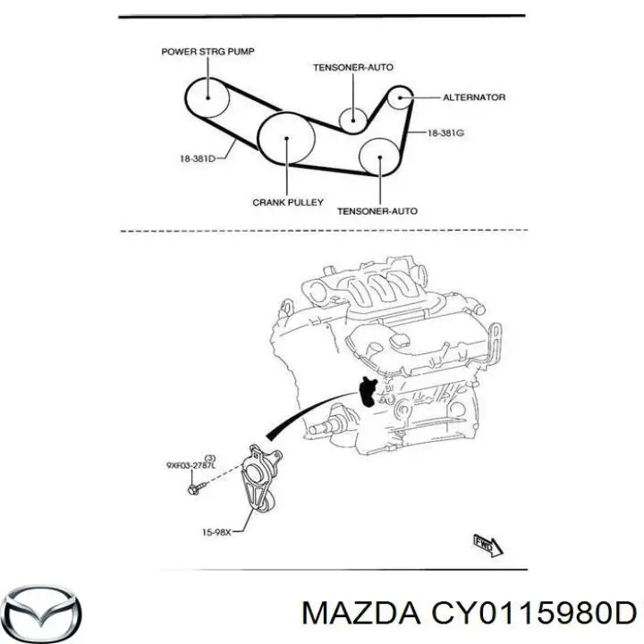 CY0115980D Mazda Натяжитель приводного ремня