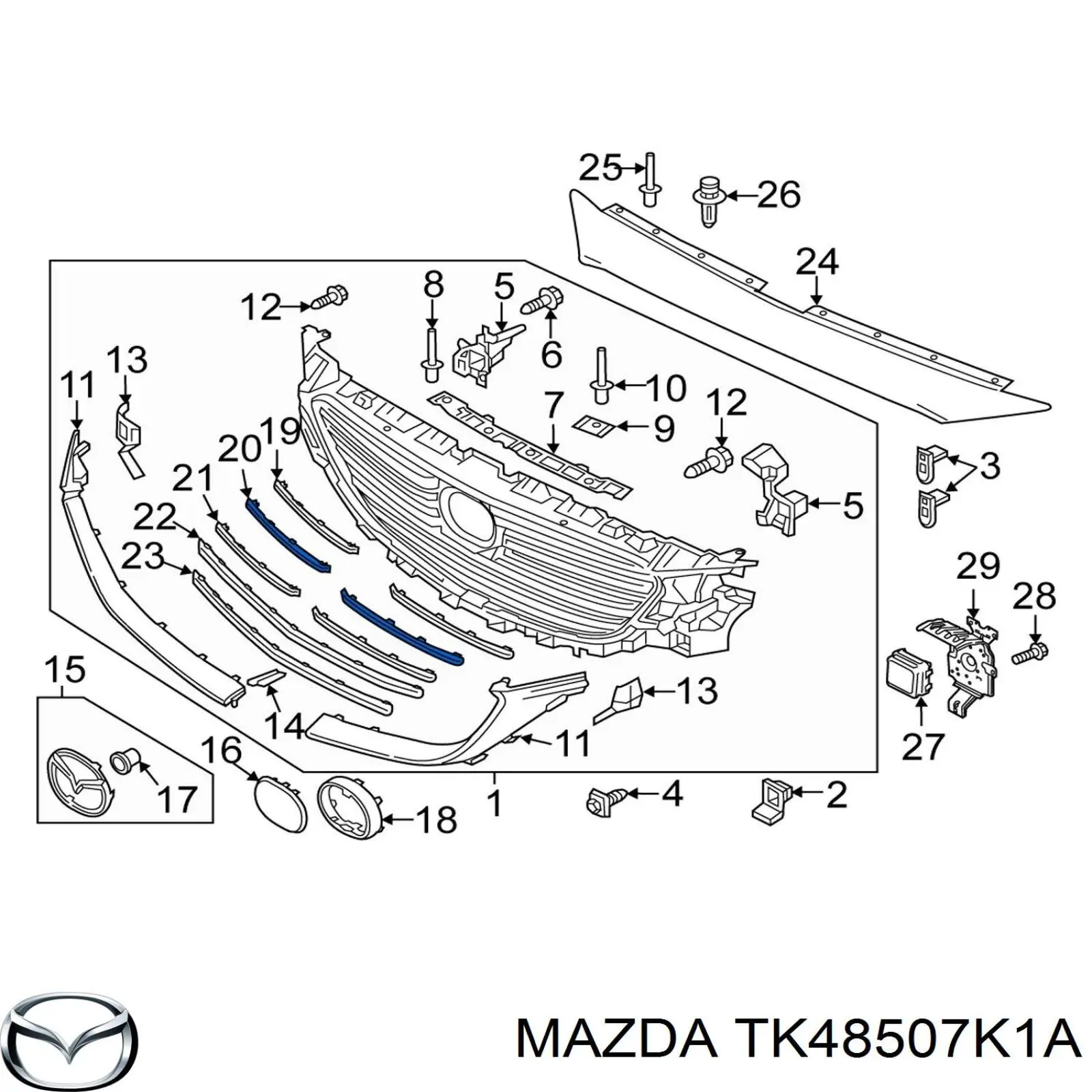 TK48507K1A Mazda молдинг лобового стекла