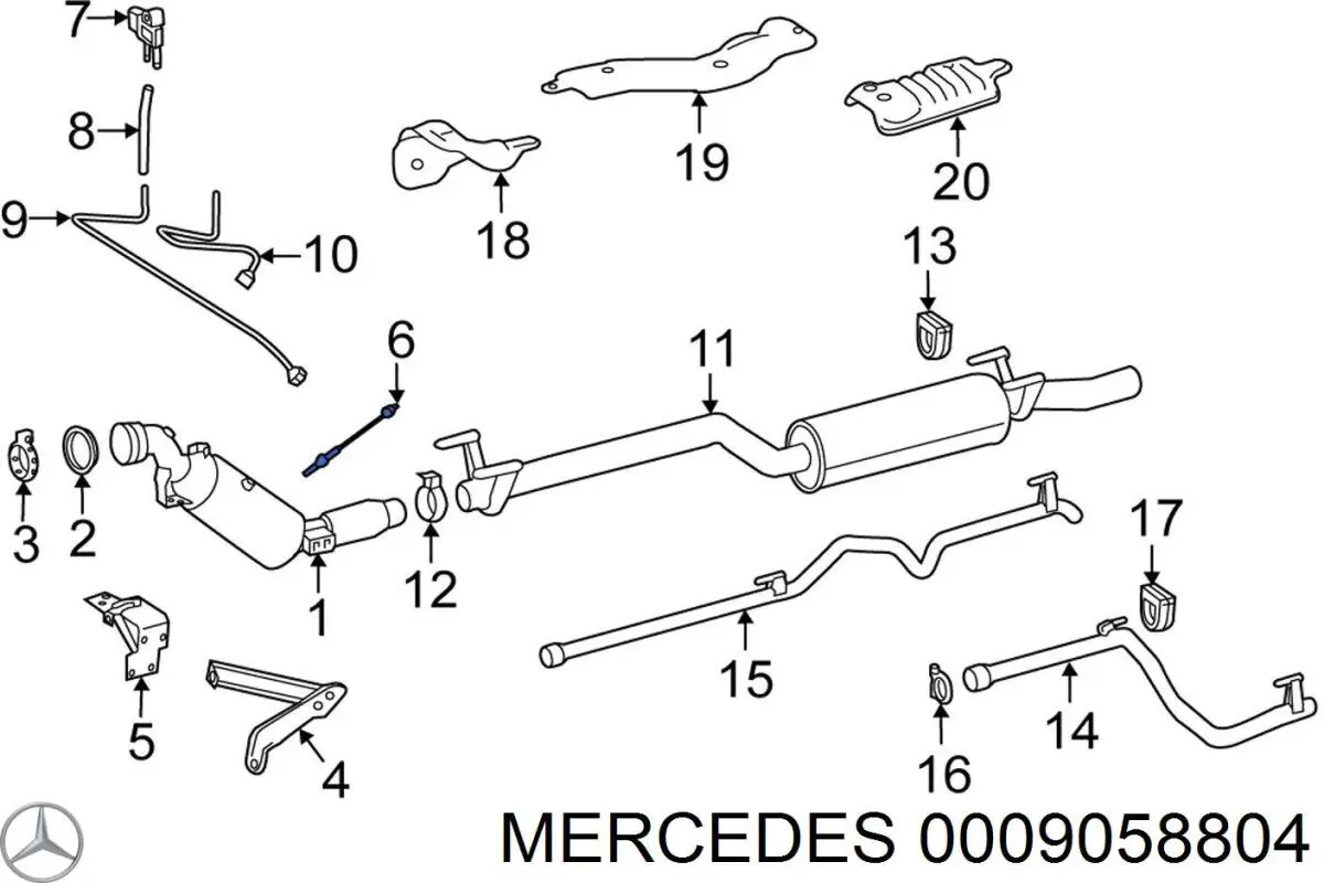 0009058804 Mercedes датчик температуры отработавших газов (ог, перед