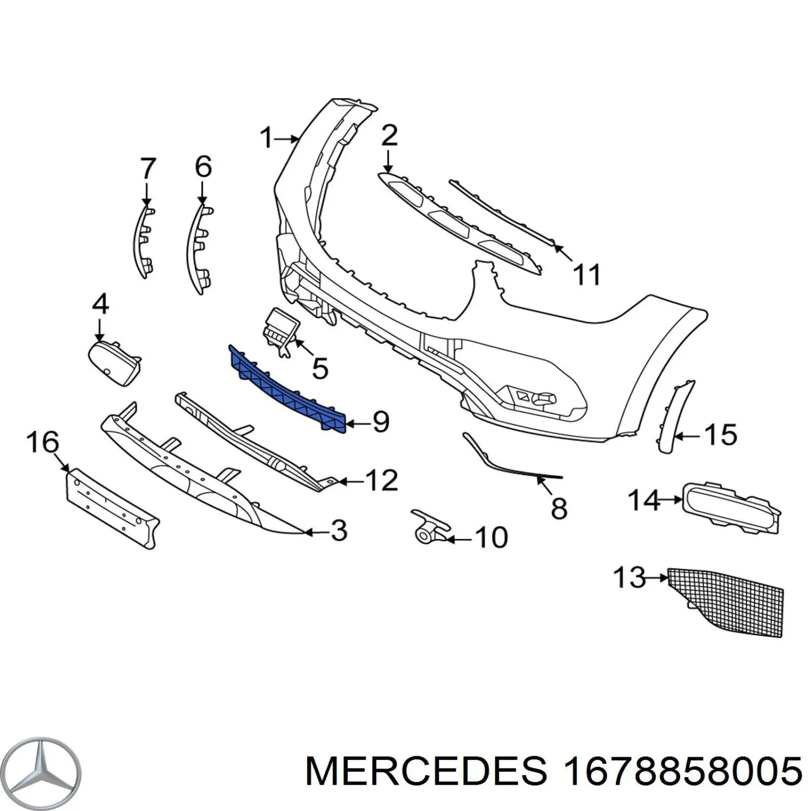 1678858005 Mercedes накладка бампера