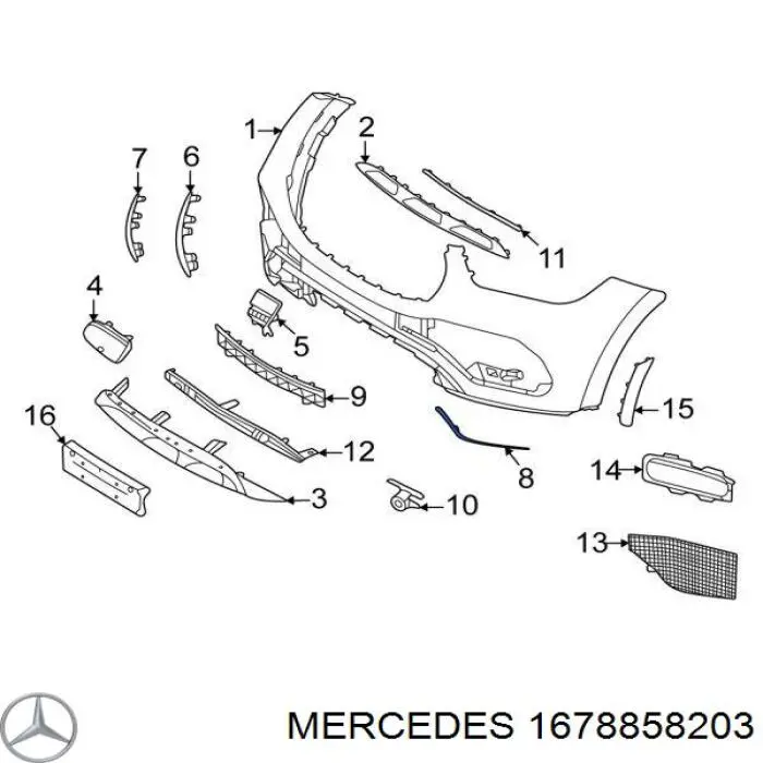A1678858203 Mercedes накладка бампера переднего