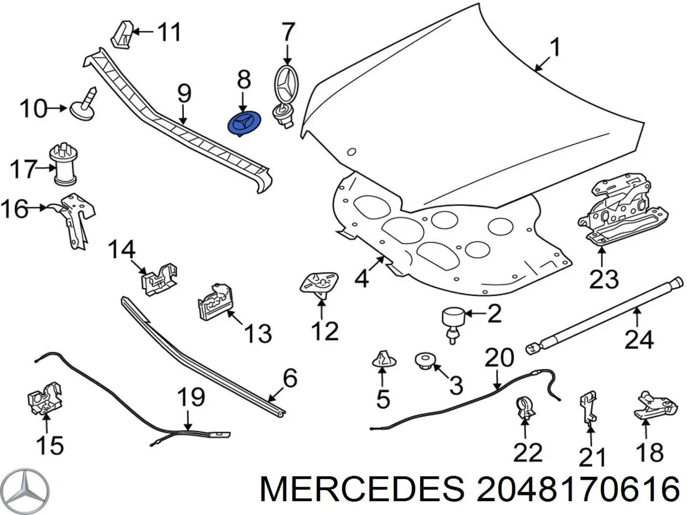 A2048170616 Mercedes эмблема капота