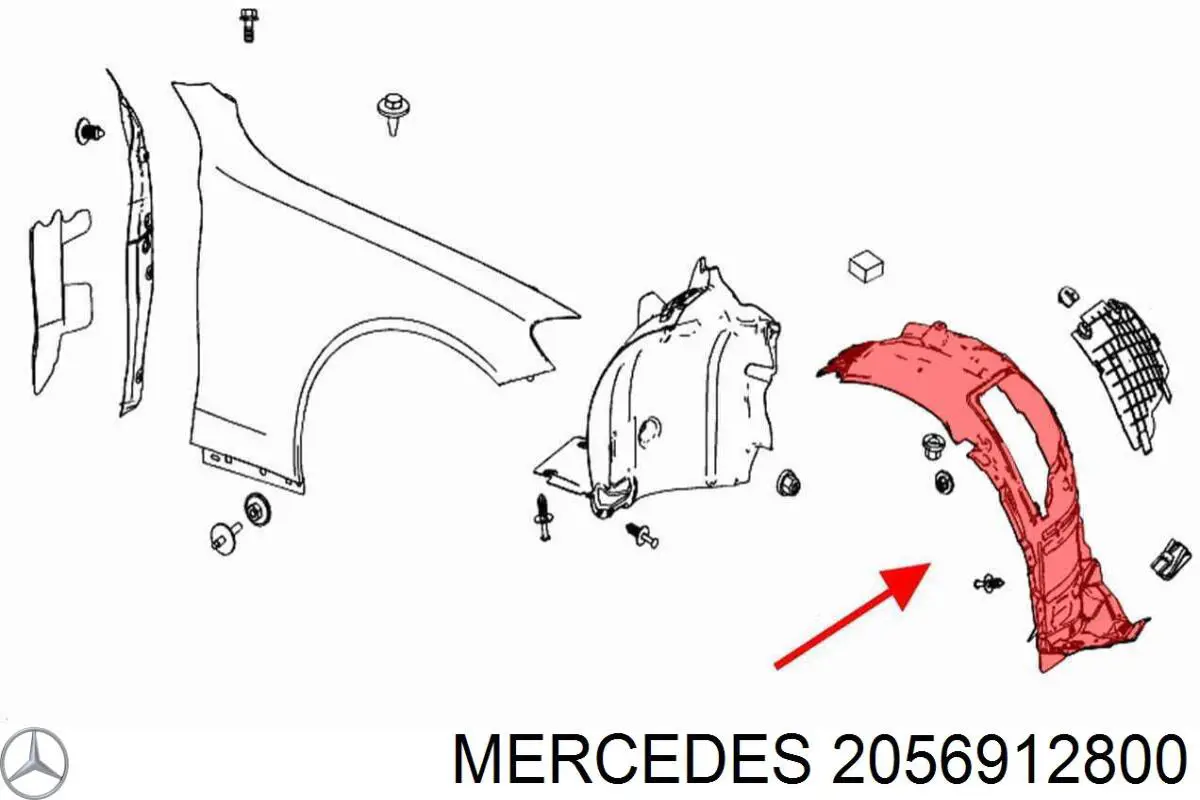 2056912800 Mercedes | Подкрылок крыла переднего правый задний ...