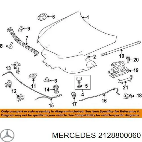 2128800060 Mercedes | Замок капота левый 212 880 00 60 купить на Avto.pro