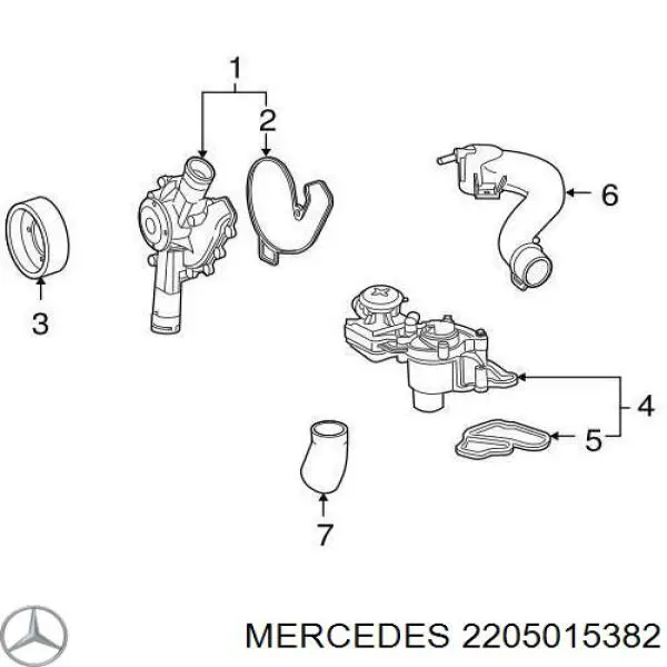2205015382 Mercedes | Шланг (патрубок радиатора охлаждения верхний) 220 ...