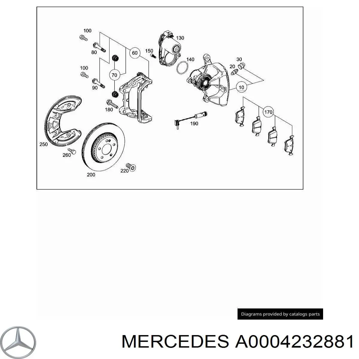 A0004232881 Mercedes | Суппорт тормозной задний правый A 000 423 28 81 ...