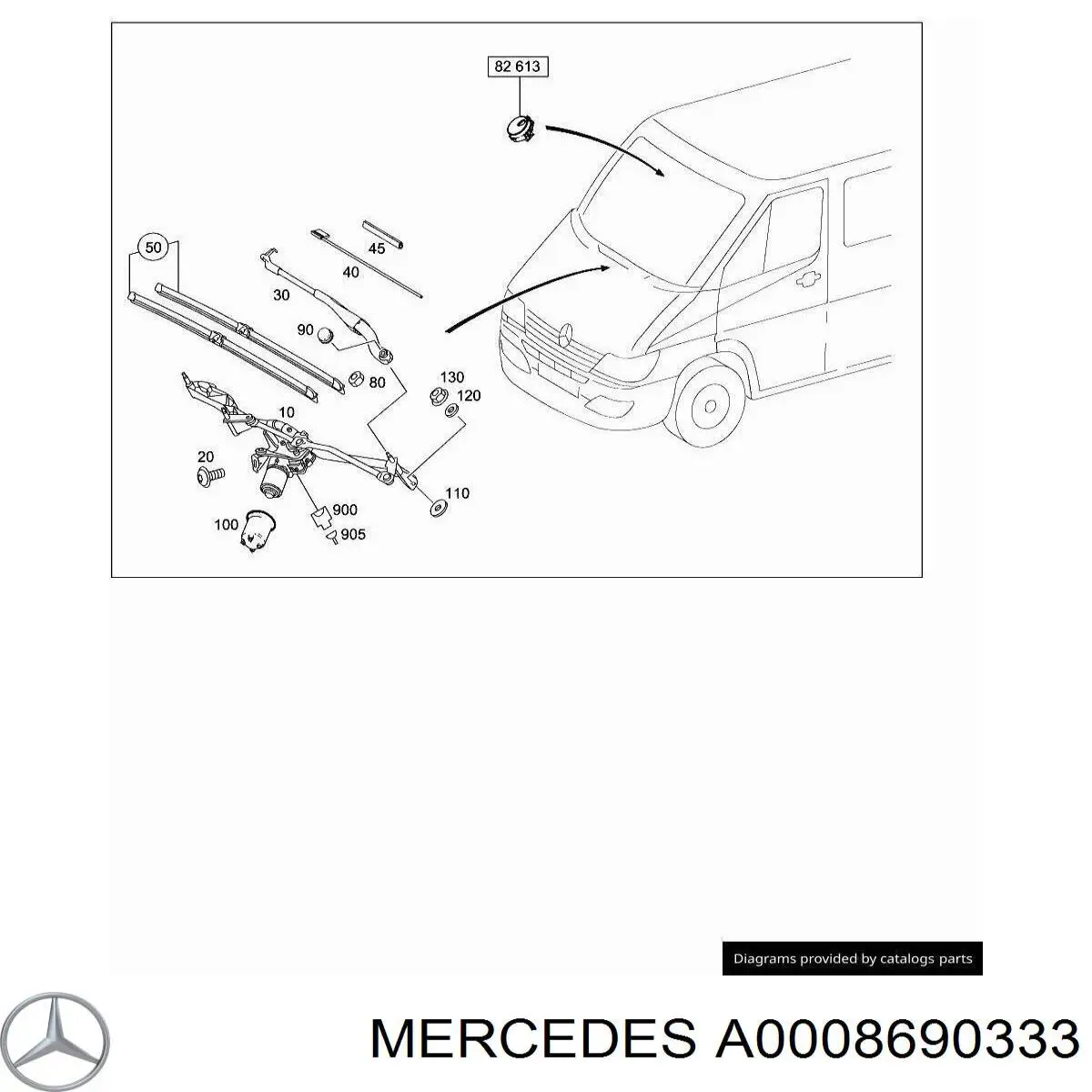 A0008690333 Mercedes | Кронштейн форсунки омывателя фар A 000 869 03 33 ...