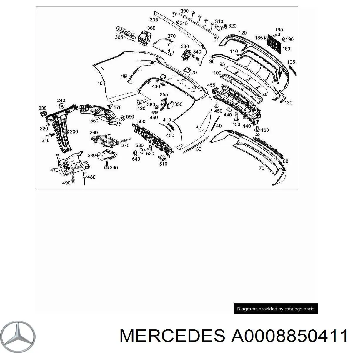 A0008850411 Mercedes пластина крепления бампера