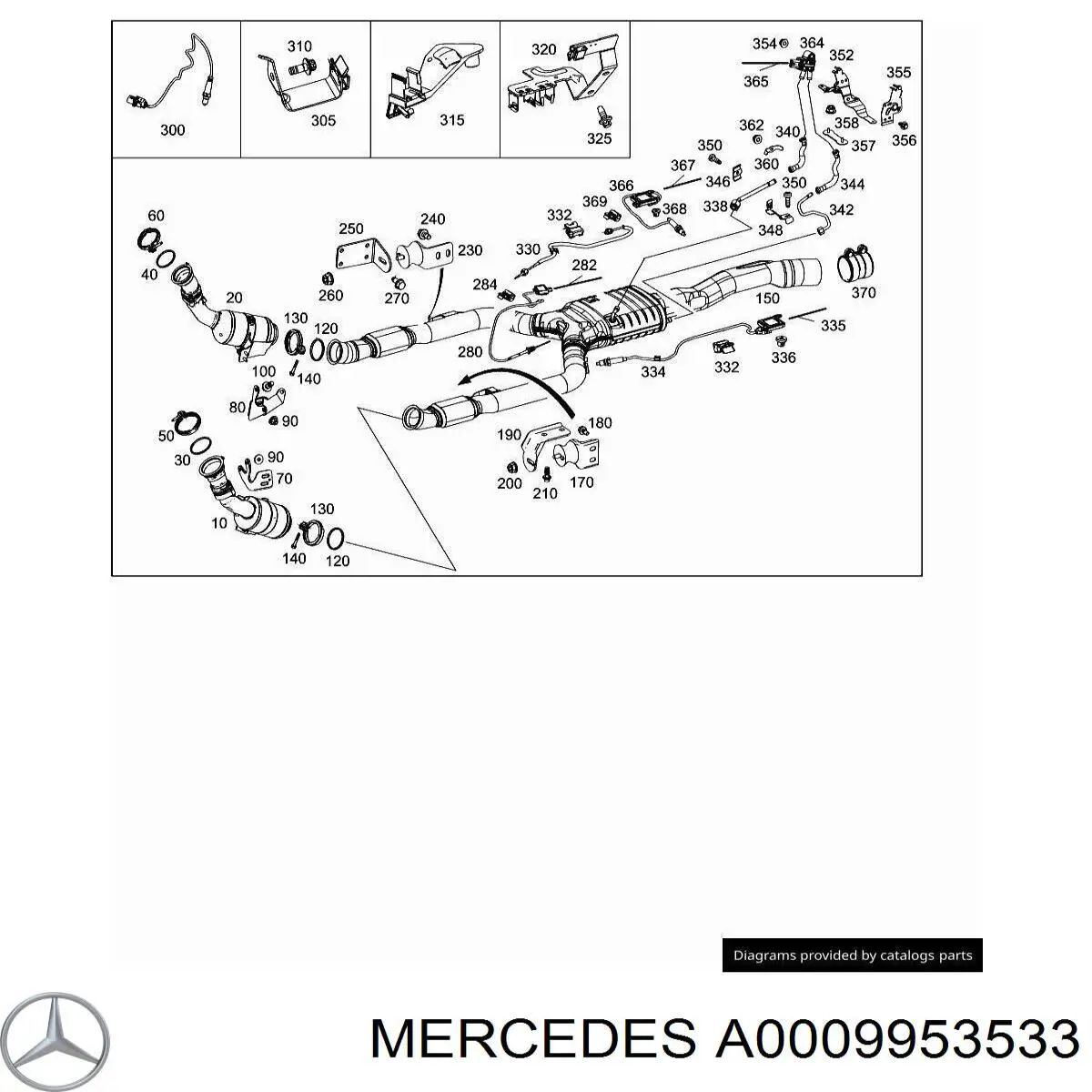 A0009953533 Mercedes | Хомут крепления катализатора к турбине A 000 995 ...