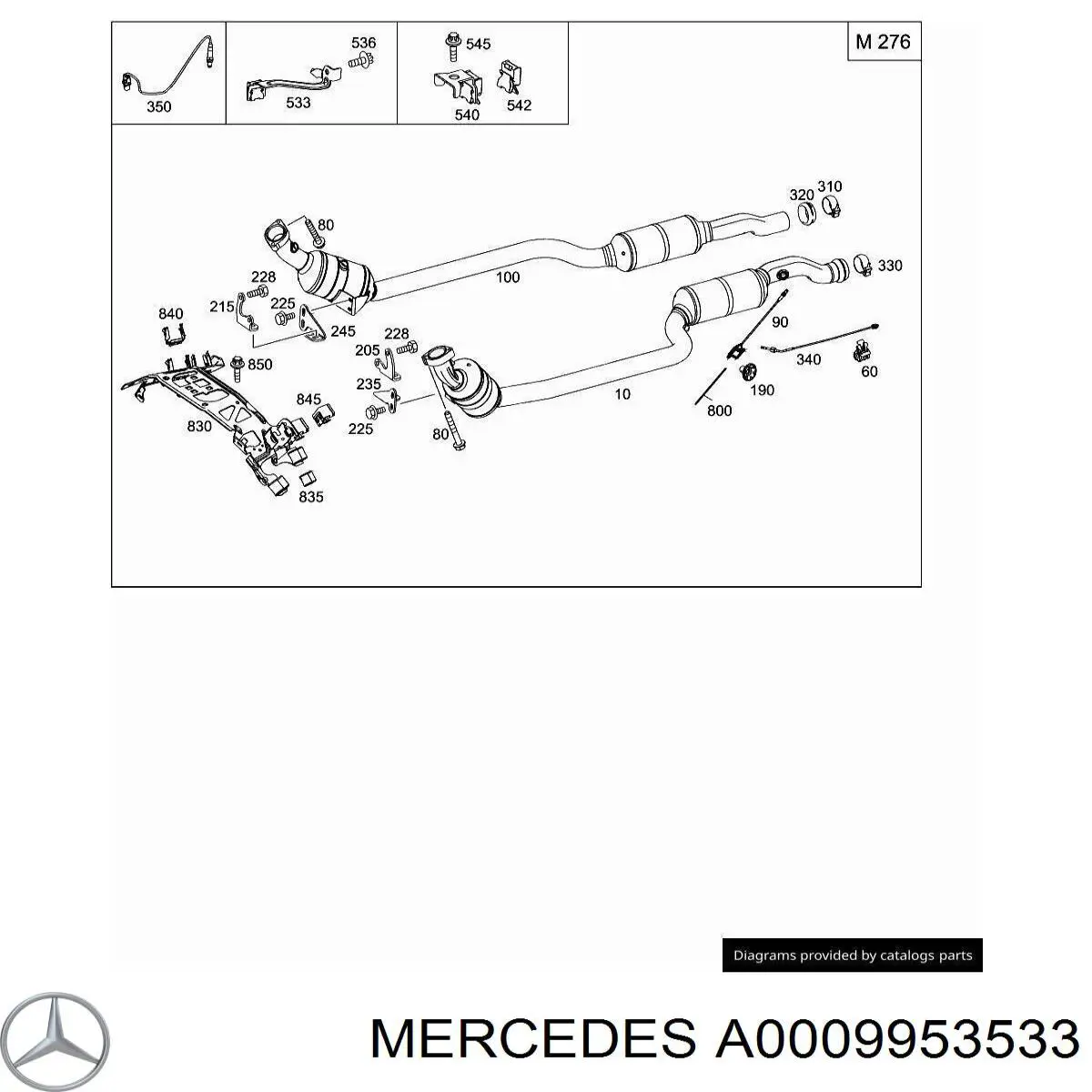 A0009953533 Mercedes | Хомут крепления катализатора к турбине A 000 995 ...