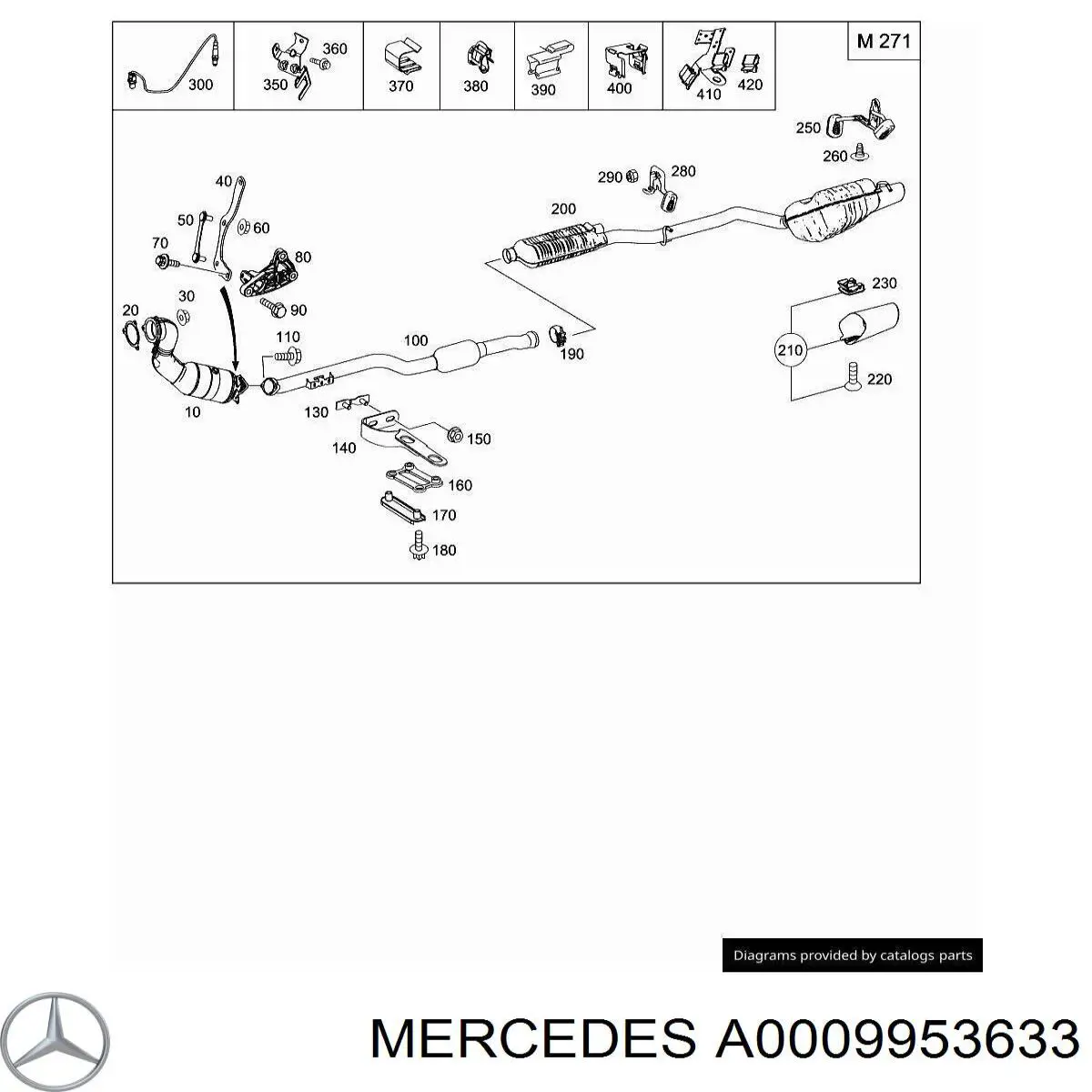 0009953633 Mercedes | Хомут крепления катализатора к турбине 0009953633 ...
