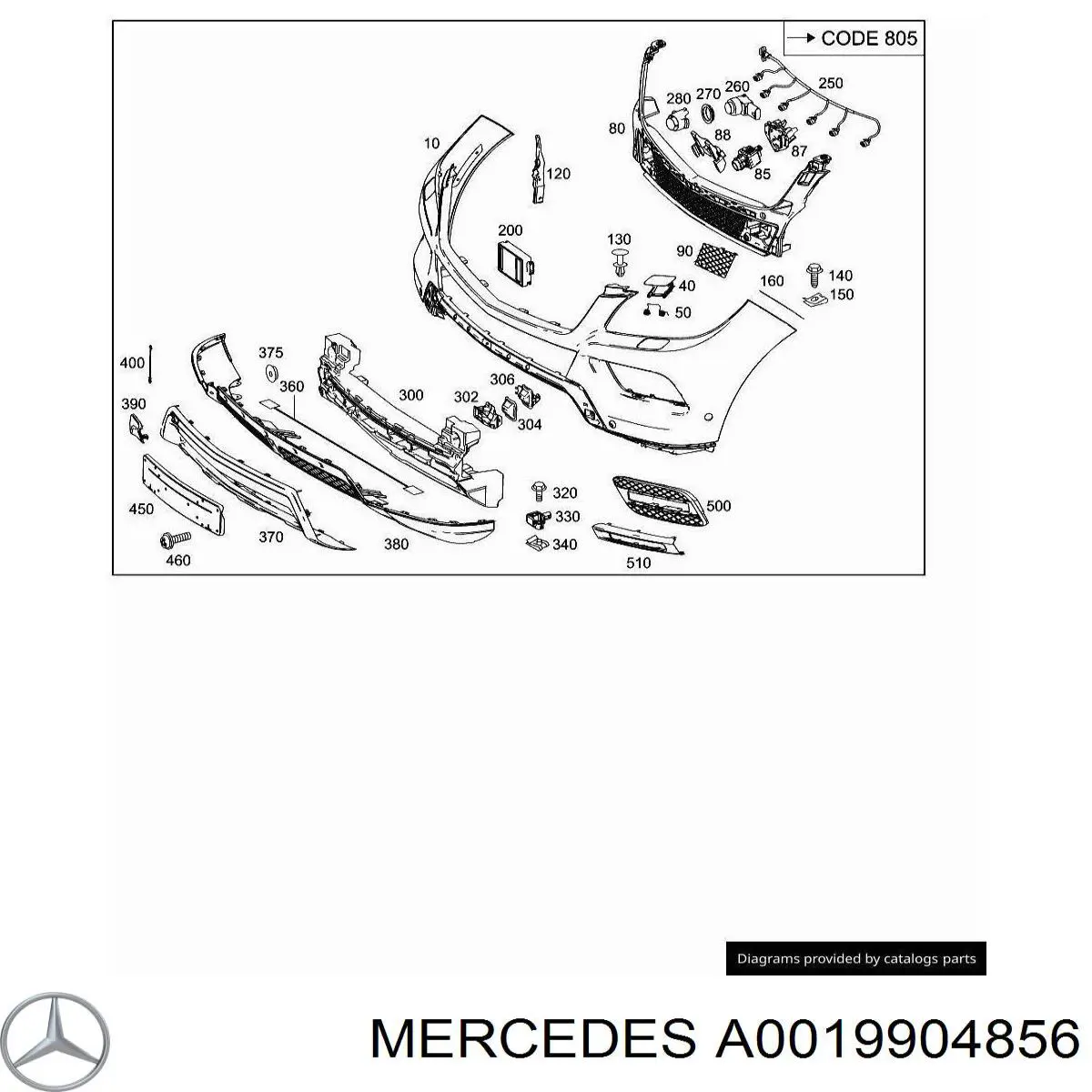 0019904856 Mercedes гайка пружинная крепления облицовки