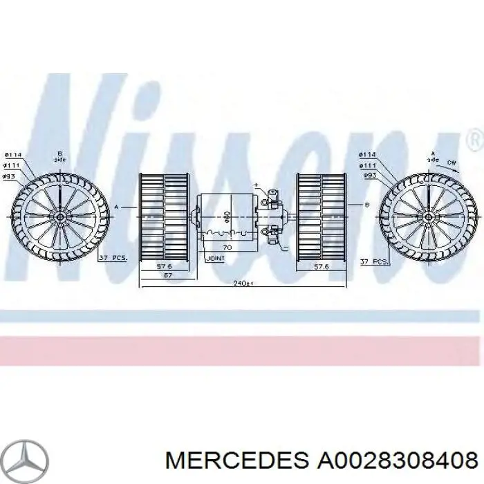 A0028308408 Mercedes | Мотор вентилятора печки (отопителя салона) A 002 ...