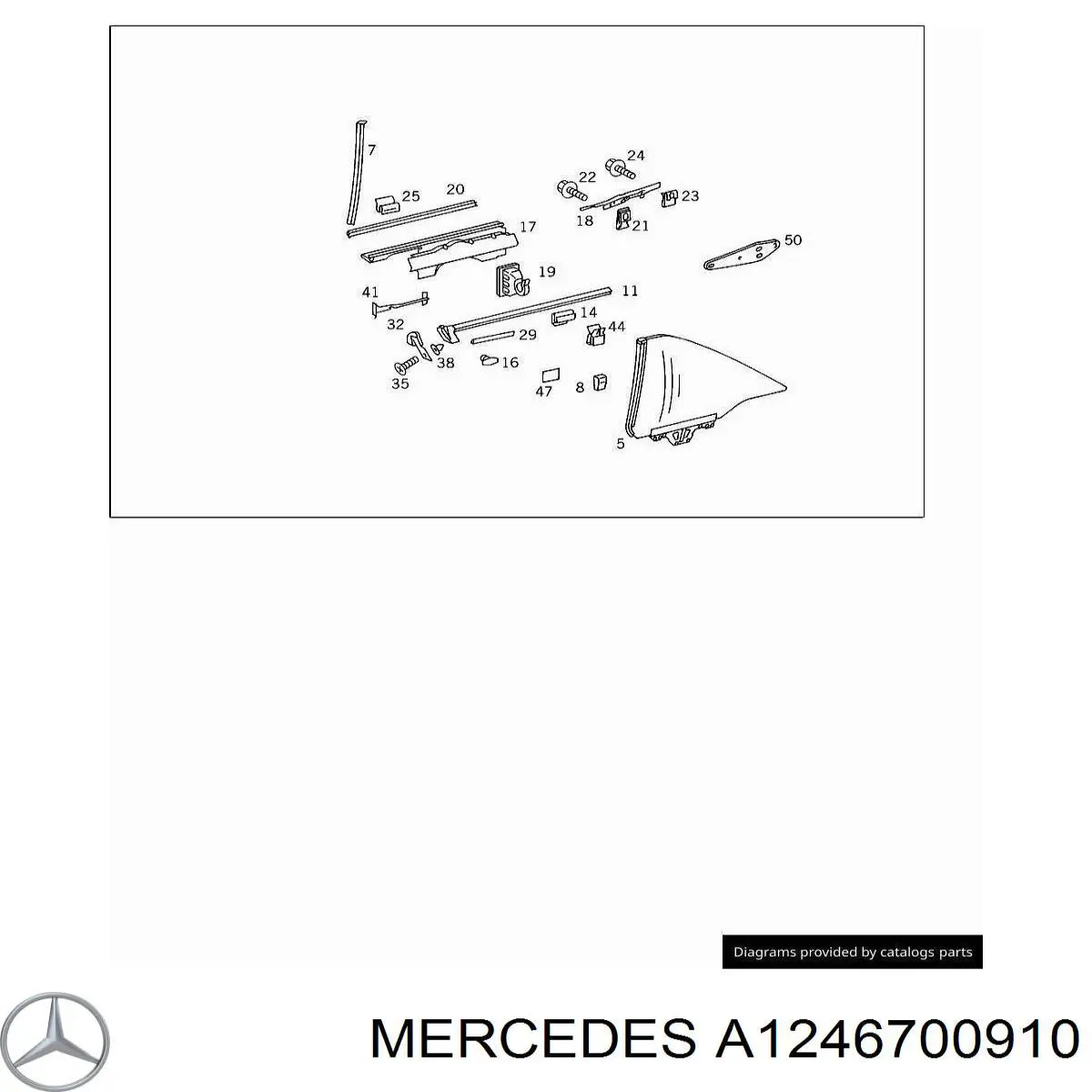 A1246700910 Mercedes стекло двери задней левой