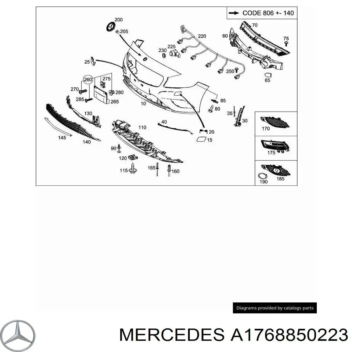 A1768850223 Mercedes крышка форсунки омывателя фары передней
