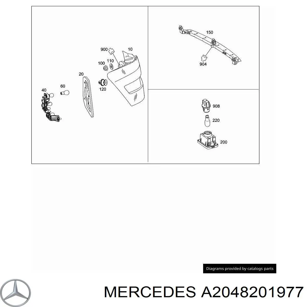 A2048201977 Mercedes | Плата заднего фонаря контактная A 204 820 19 77 ...
