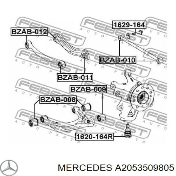 A2053509805 Mercedes | Рычаг задней подвески верхний правый A2053509805 ...