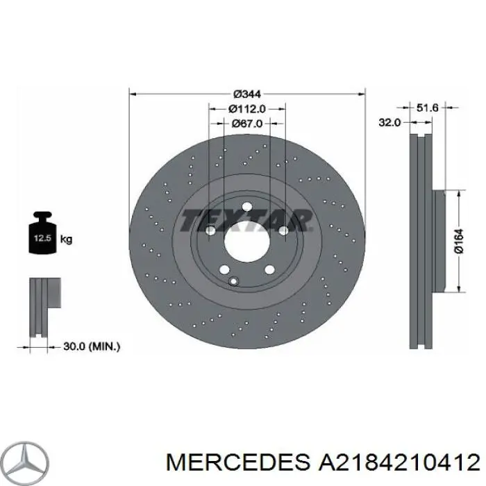 A2184210412 Mercedes | Диск тормозной передний A 218 421 04 12 купить ...