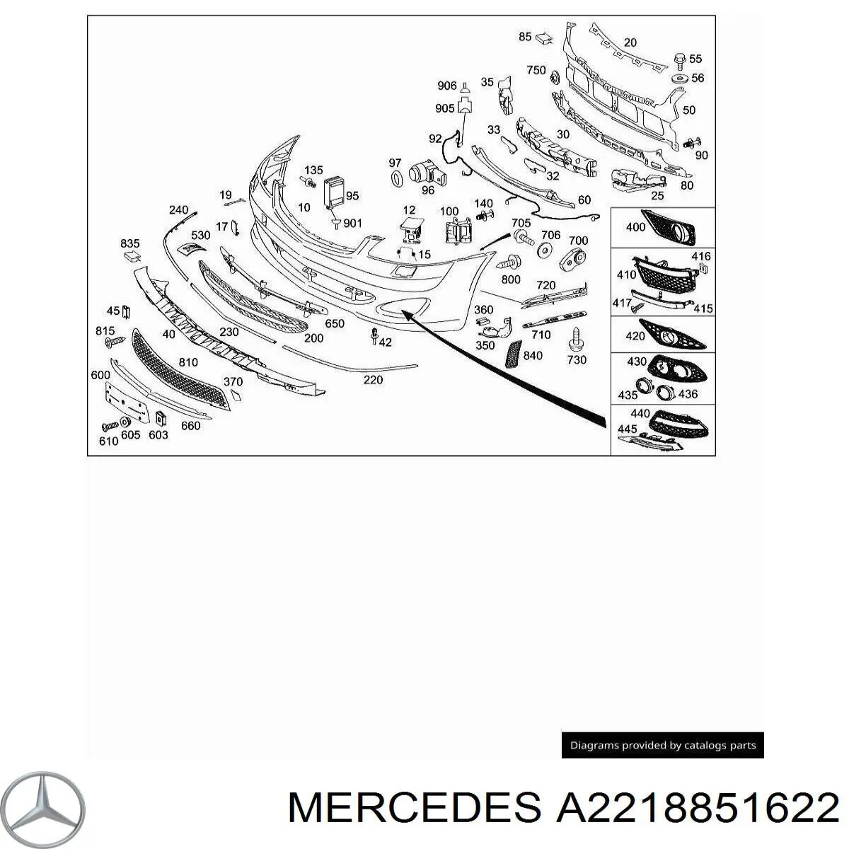 2218851622 Mercedes права решотка