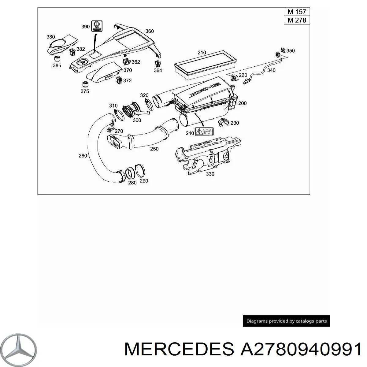 A2780940991 Mercedes патрубок воздуха прав к квф 4.0 v8 32v