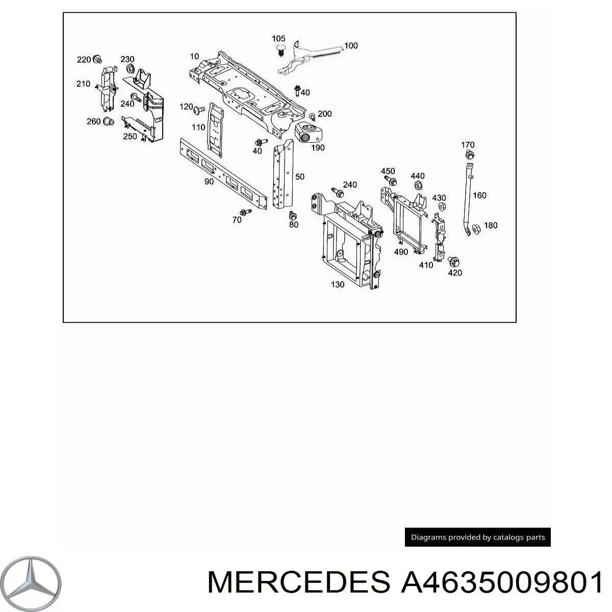 A4635009801 Mercedes держатель радиатора левый