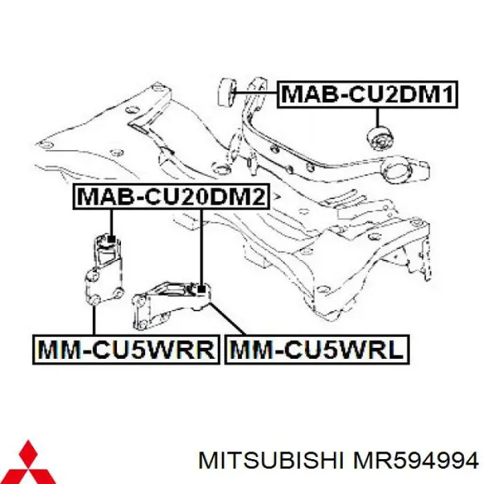 MR594994 Mitsubishi сайлентблок траверсы крепления заднего редуктора задний