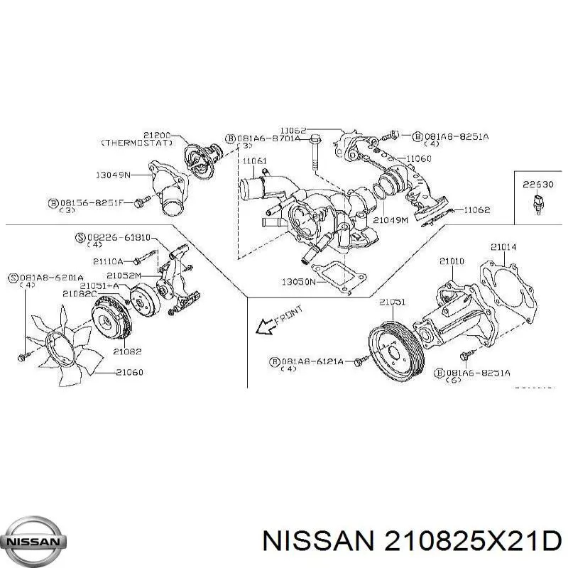 210825X21D Nissan/Infiniti Вискомуфта (вязкостная муфта) вентилятора ...