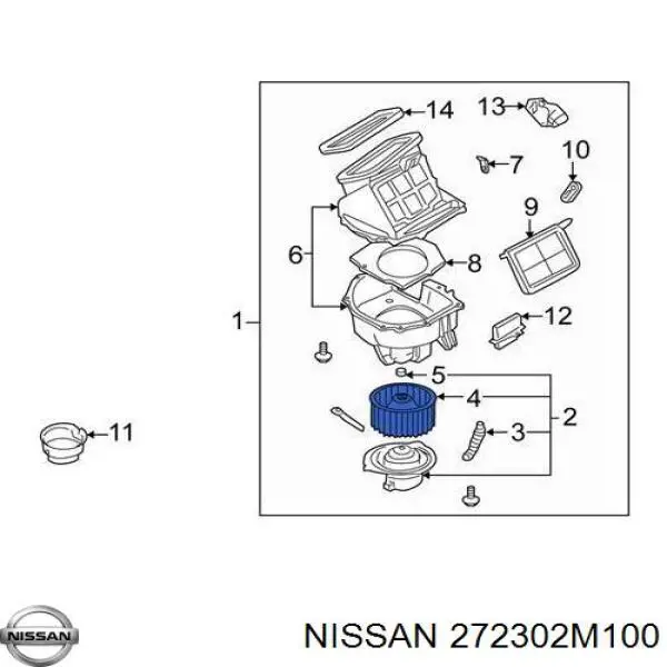 272259H600 Nissan мотор вентилятора печки (отопителя салона)