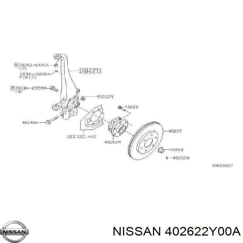 402622Y00A Nissan гайка ступицы задней
