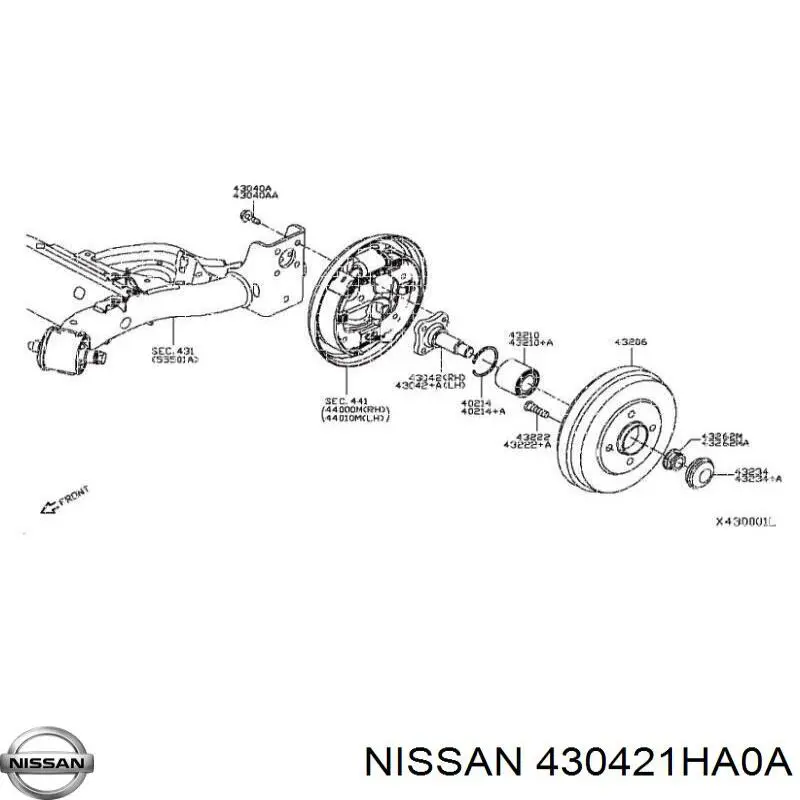 430421HA0A Nissan задняя ступица versa note