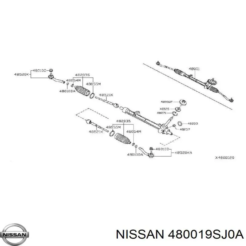 48001JX51A Nissan/Infiniti рейка рулевая