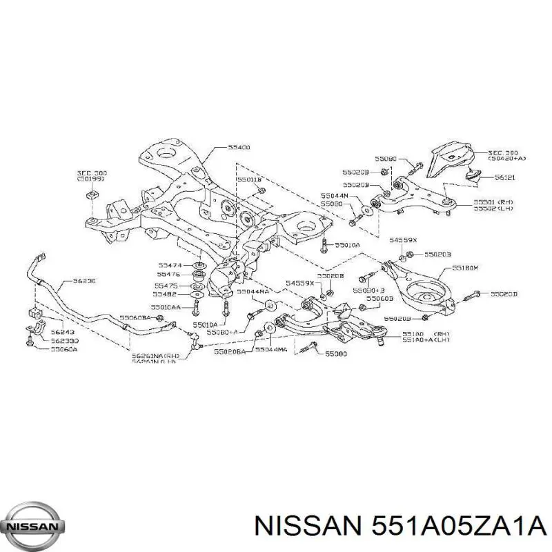 551A01LA0A Nissan рычаг задней подвески нижний правый