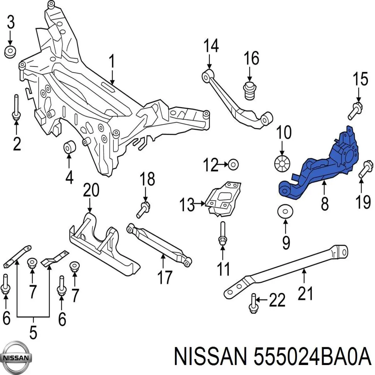 555024BA0A Nissan цапфа зад лев nissan rogue 14-